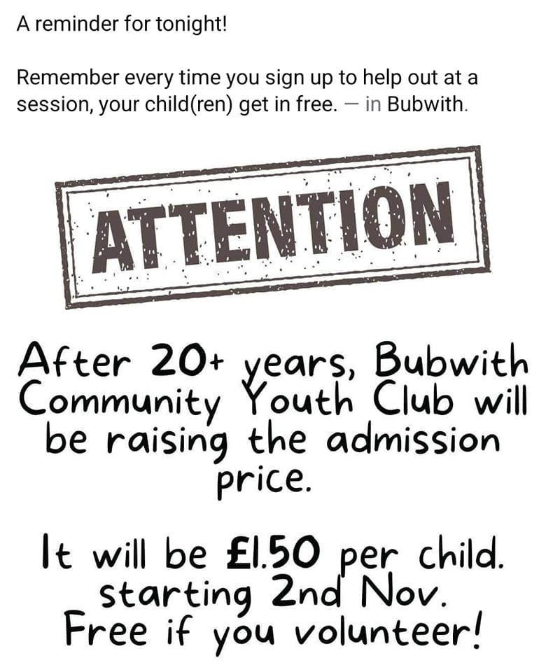 Bubwith Community Youth Club – Bubwith Leisure and Sports Centre
